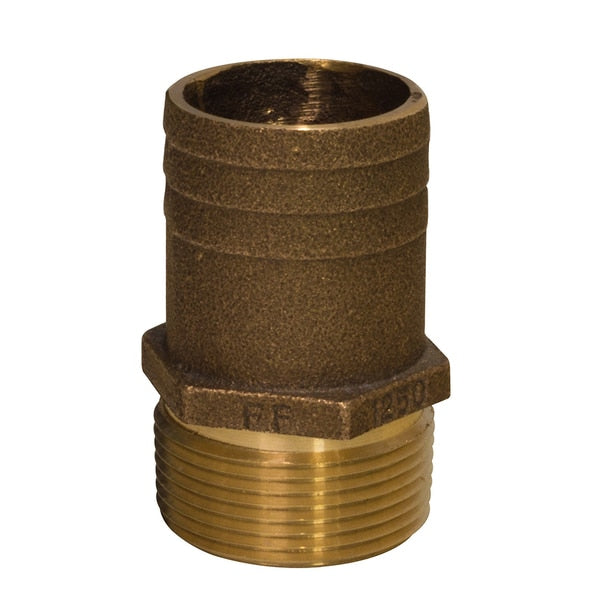 3/4" NPT x 1" Bronze Full Flow Pipe to Hose Straight Fitting ...