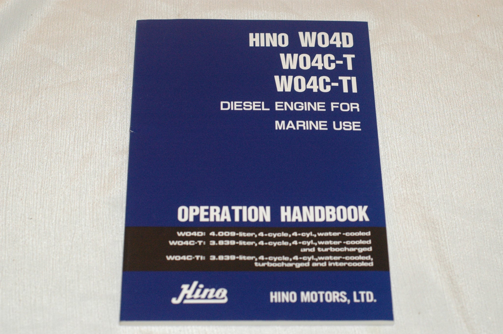 Hino W04D W04C-T W04C-TI Marine Diesel operation maintenance handbook ...