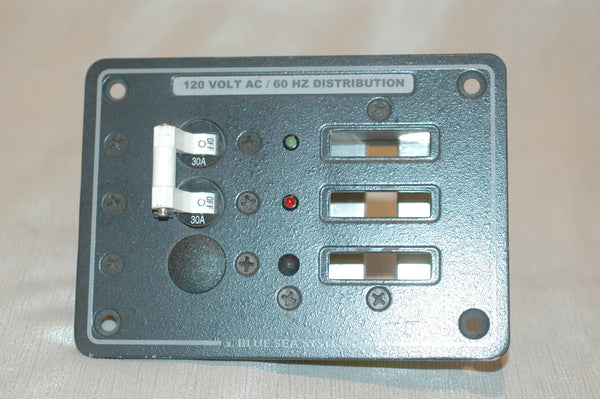 BLUE SEA 8029 breaker panel 120v (note: some parts missing examine pho ...